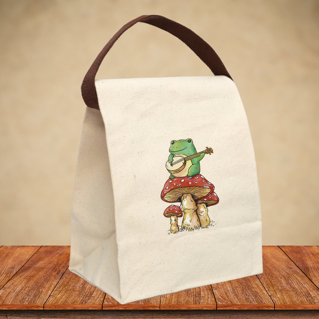 Mushroom Bag, Frog and Toad Canvas Lunch Bag, Cottagecore Bag, Reusable ...