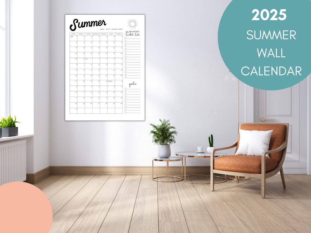 Giant 2025 Summer Wall Calendar *w/bucket LIST & GOALS* - Etsy