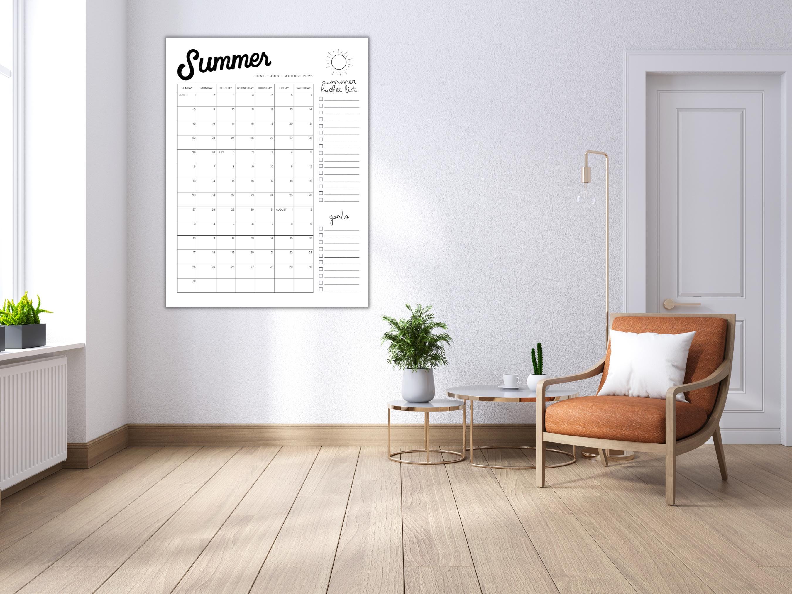 Giant 2025 Summer Wall Calendar *w/bucket LIST & GOALS* - Etsy