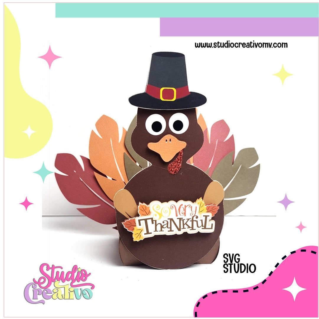 Mini Thanksgiving Turkey Box Template, Compatible With Silhouette and ...