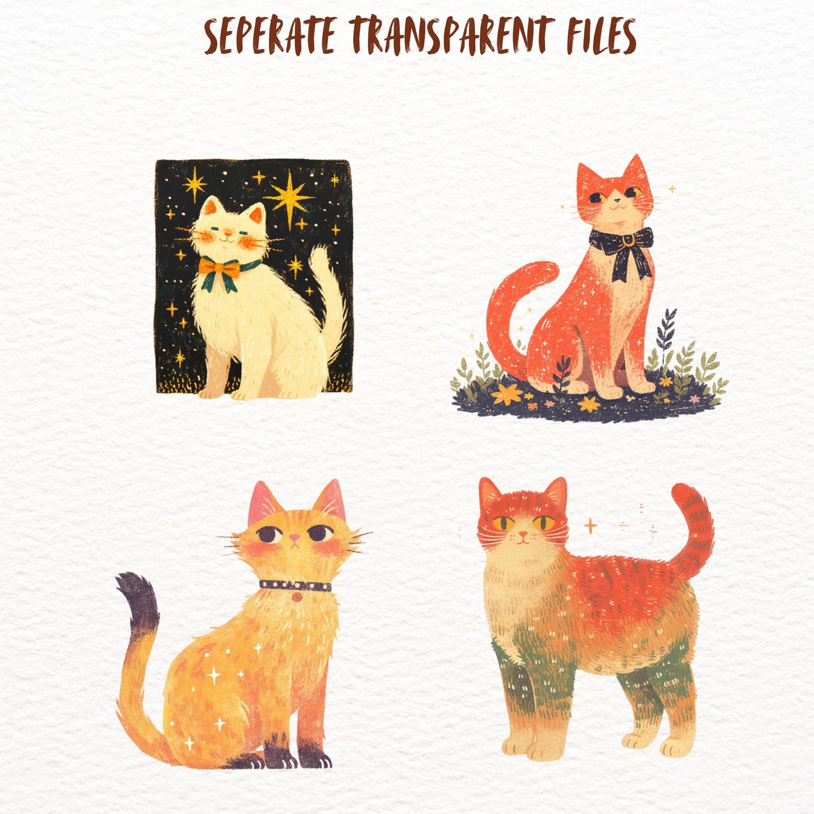 Vintage Celestial Kittens Clipart Set, Goodnotes Bookish Sticker Bundle ...