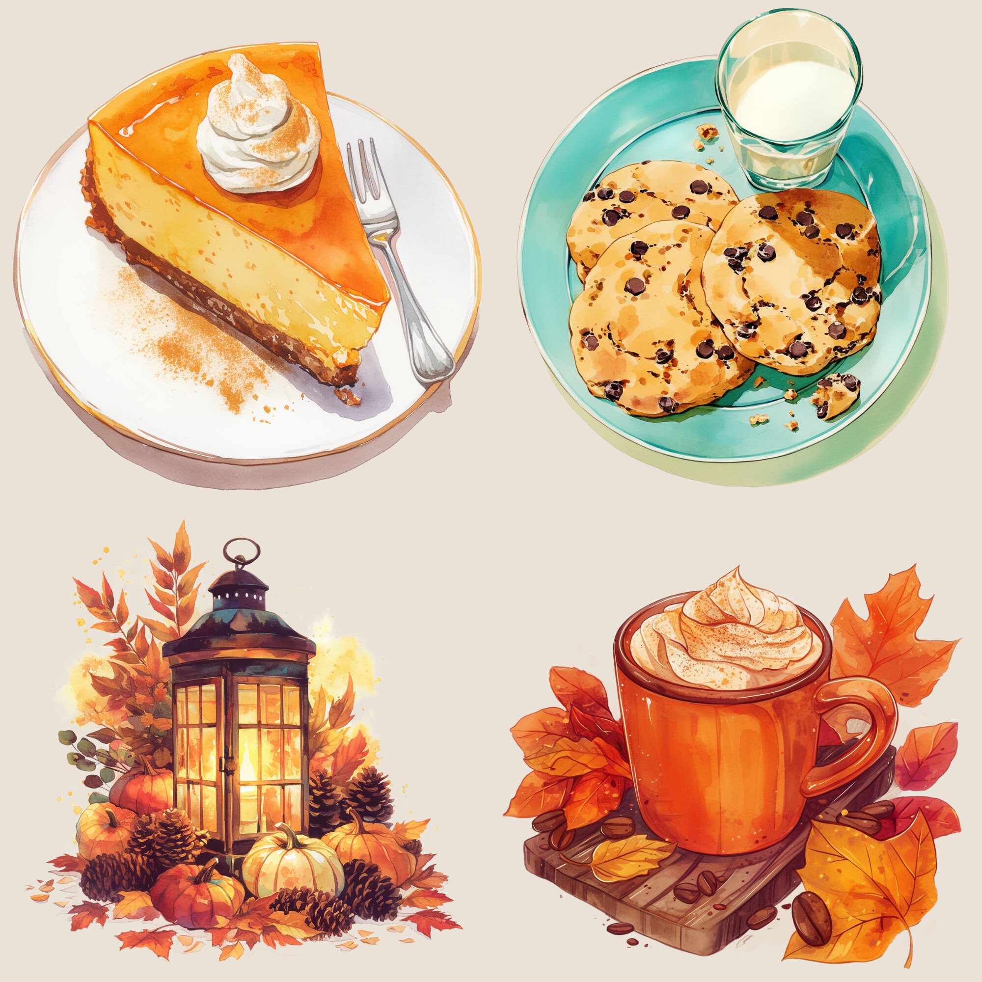 Cozy Cold Weather Autumn Bakery Clipart Bundle, Coffee Time Digital ...