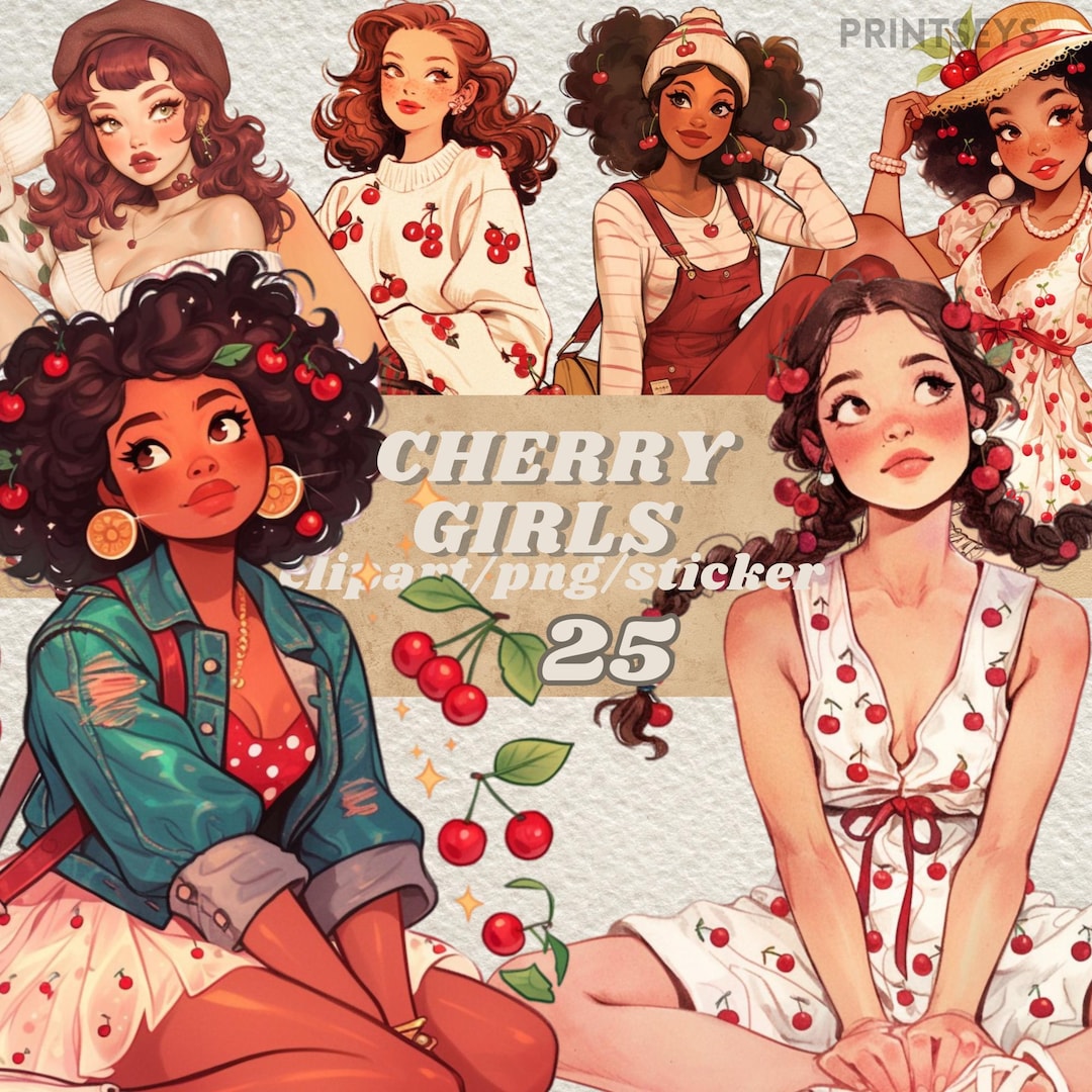 Digital Coquette Cherry Girls Journaling Sticker, Feminine Cozy Clipart ...