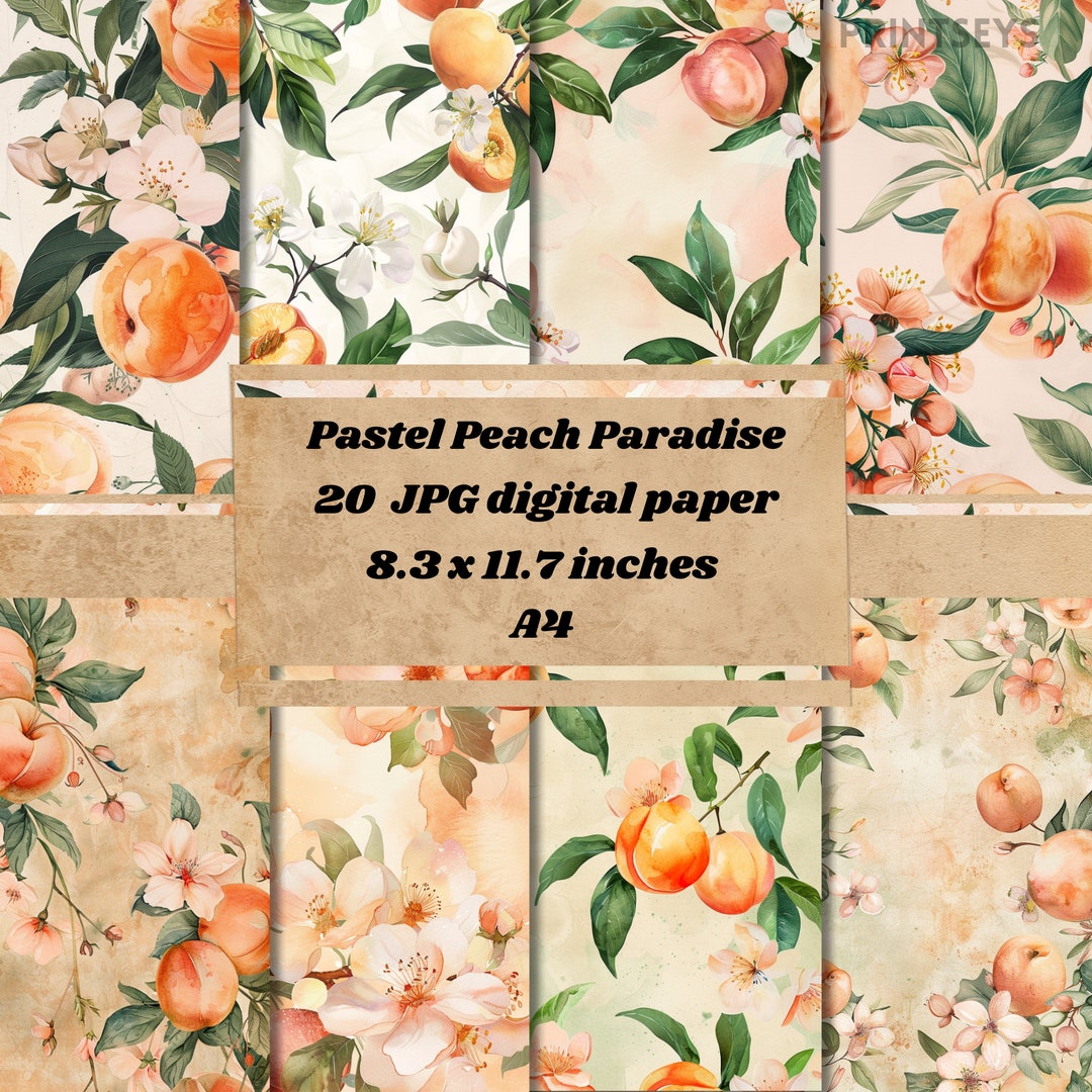 Soft Peaches Digital Paper,watercolour Summer Vintage Background Paper ...