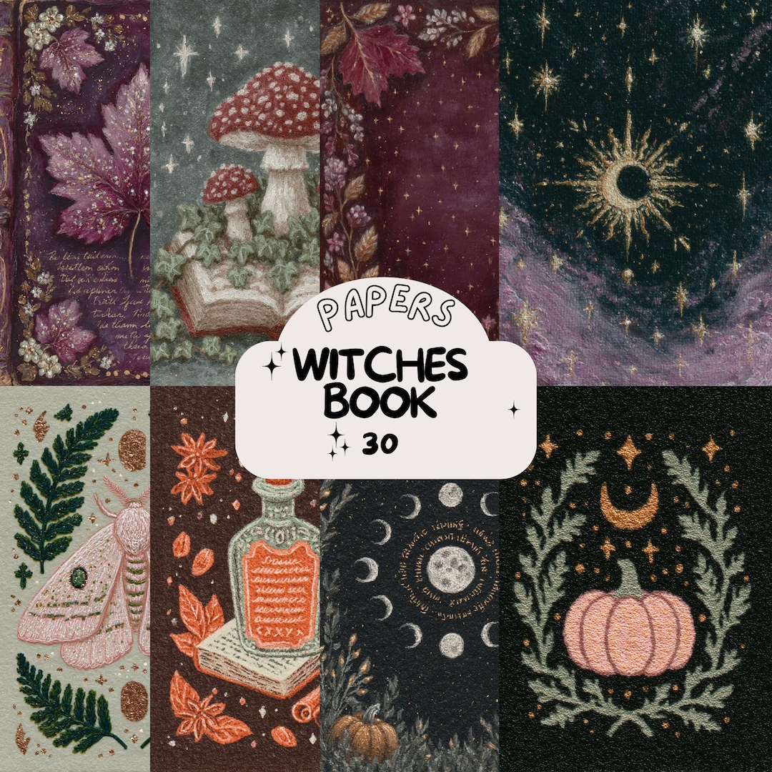Vintage Forest Witch Spell Book Pages, Digital Printable Scrapbooking ...
