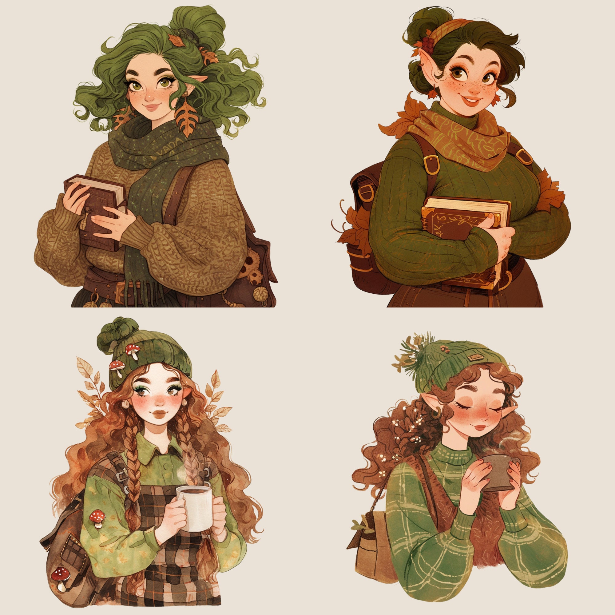 Forest Goblincore Girl Digital Stickers,animal Aesthetic Journaling ...