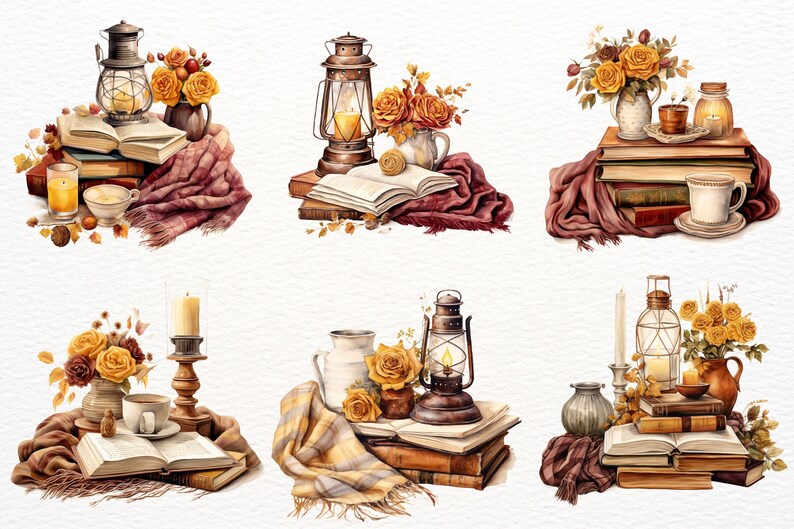 Watercolour Cozy Autumn Clipart Bundle, Fall Clipart, Autumn Decor ...