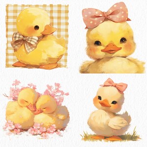 Cute Vintage Baby Duckling Digital Sticker, Cute Spring Duckling Png ...