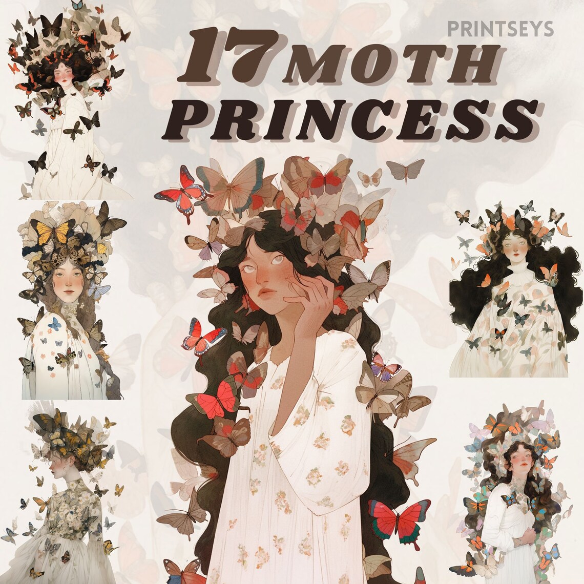 Stunning Fantasy Butterfly Princess Clipart Bundle, Occult Png, Goddess ...