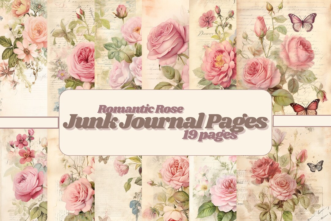 Rose Digital Paper Bundle Download, Scrapbooking, Vintage, Floral ...