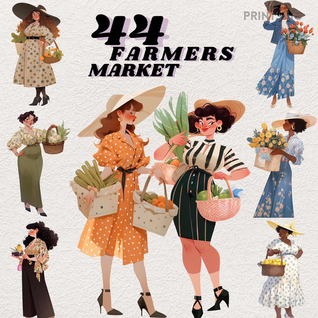 Spring Farmers Market Sticker Bundle, Cottagecore Clipart, Market Png ...