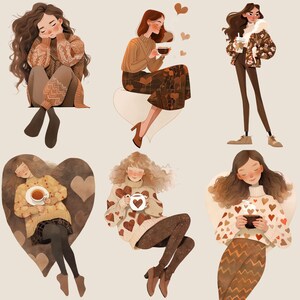 Winter Cozy Hot Chocolate Drinker Digital Sticker Bundle, Vintage Hot ...