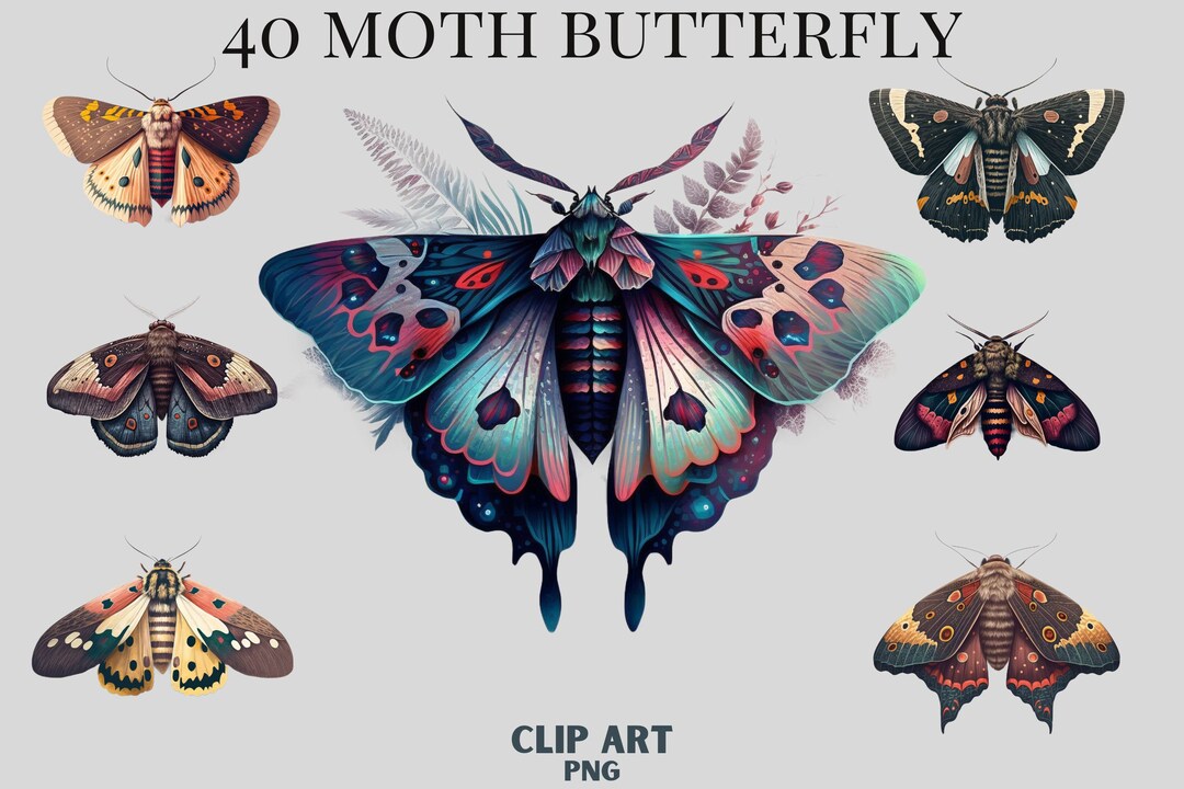 Watercolour Mystical Moth Clipart Bundle Wiccan Png Moth - Etsy