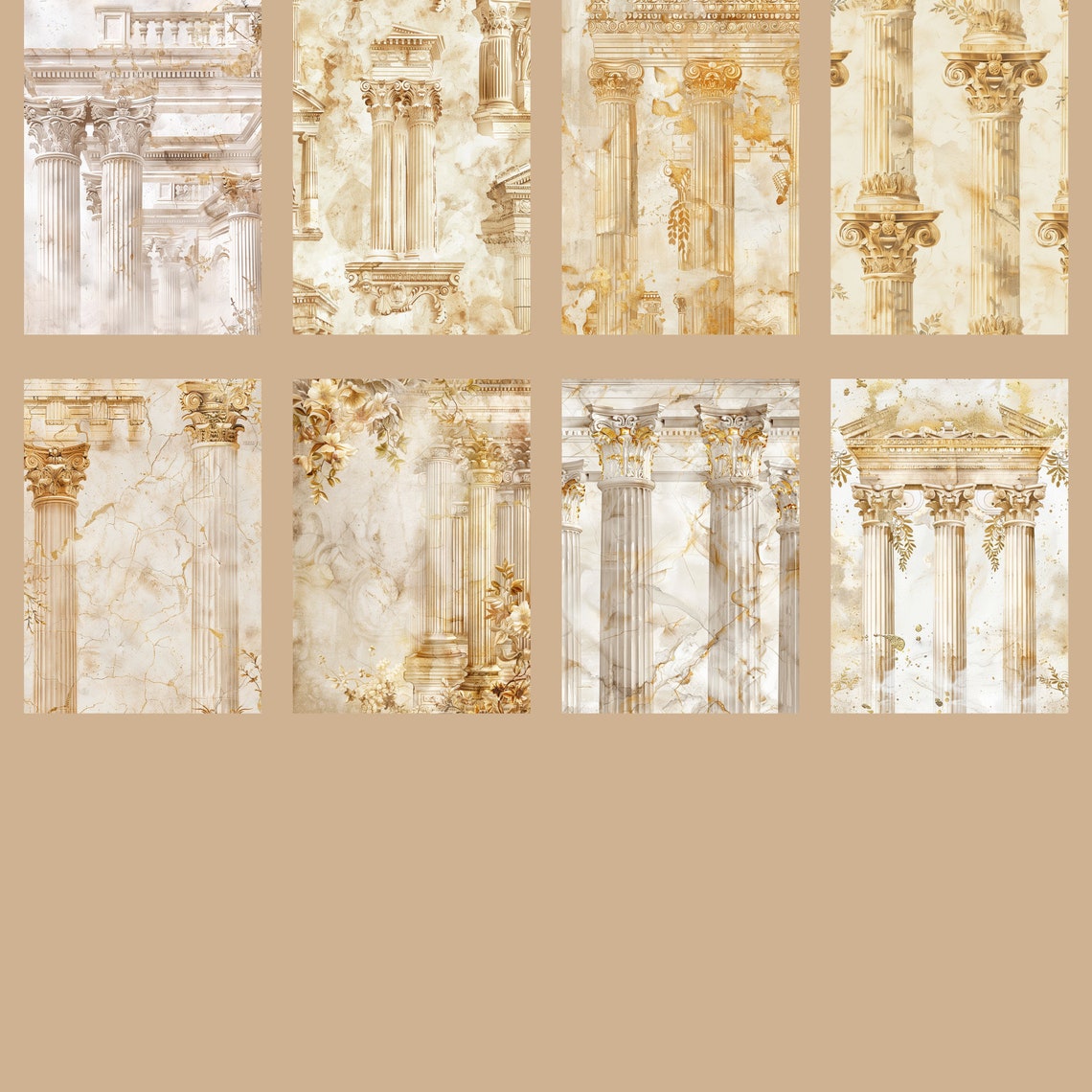 Ivory Temple Digital Paper, Greek Travel Vintage Textured Paper ...