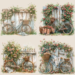 Watercolour Cozy Summer Vintage Bike Digital Stickers, Clipart Bundle ...