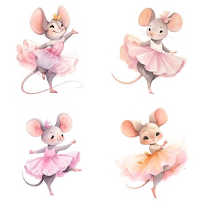 Adorable Mouse Ballerinas Clipart Bundle, Cute Mouse Dancers Png ...