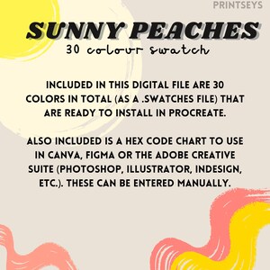 Summer Sunny Peaches, Procreate Digital Colour Palette Swatches ...