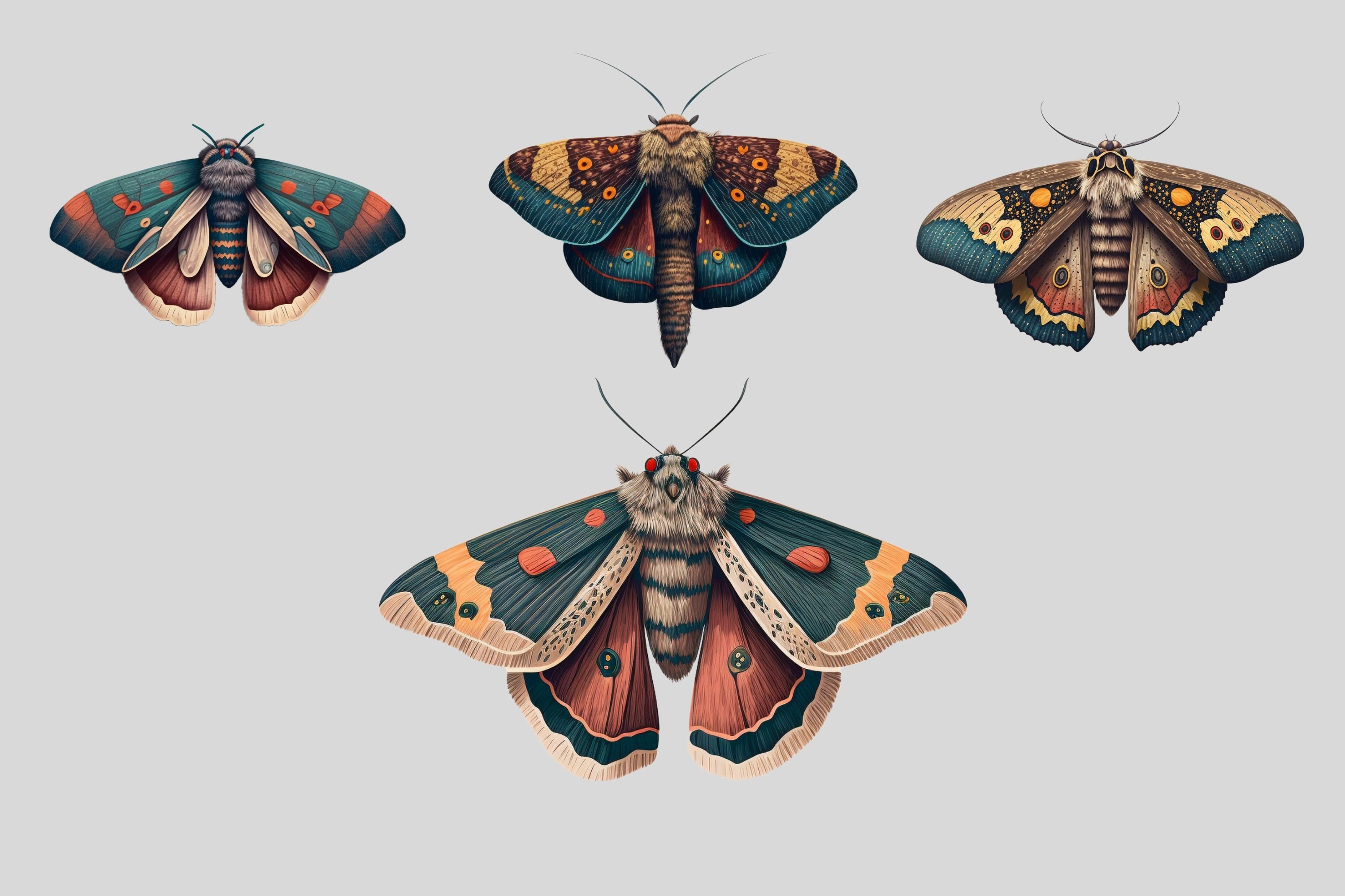 Watercolour Mystical Moth Clipart Bundle, Wiccan Png, Moth Png ...