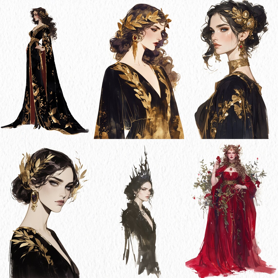 Watercolour Ancient Greek Goddess Persephone Clipart Bundle, Mythology ...