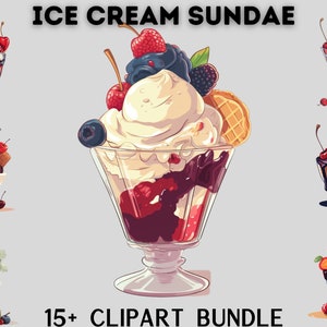 Flat Design Ice Cream Sundae Clipart Bundle, Ice Cream Clipart, Sweets ...