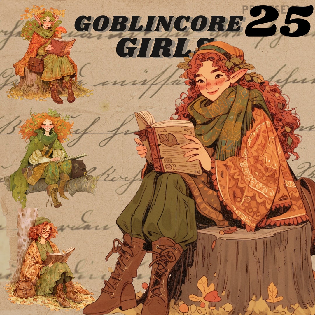 Cute Goblincore Girl Digital Stickers,animal Aesthetic Journaling ...