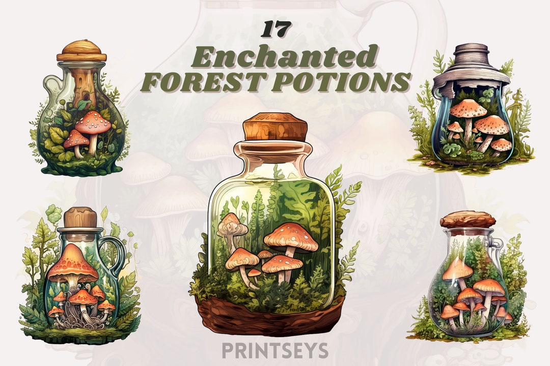 Watercolour Enchanted Forest Potion Clipart Bundle, Potion Clipart ...