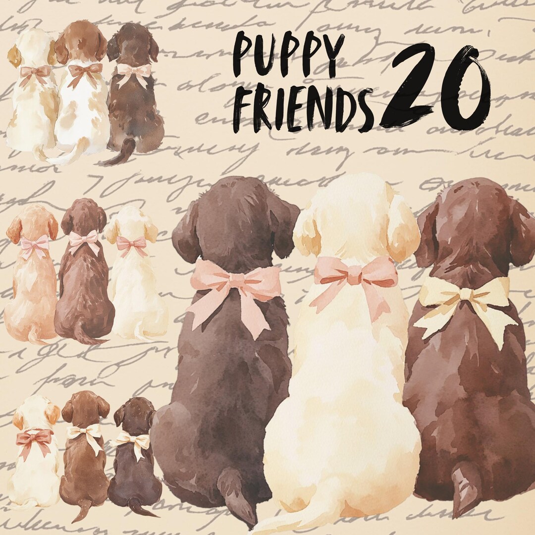 Puppy Friends Clipart Set,dog PNG Stickers, Cute Labrador Set Digital ...