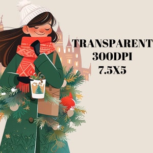 Cozy Christmas Market Shopping Clipart Bundle, Christmas Digital ...