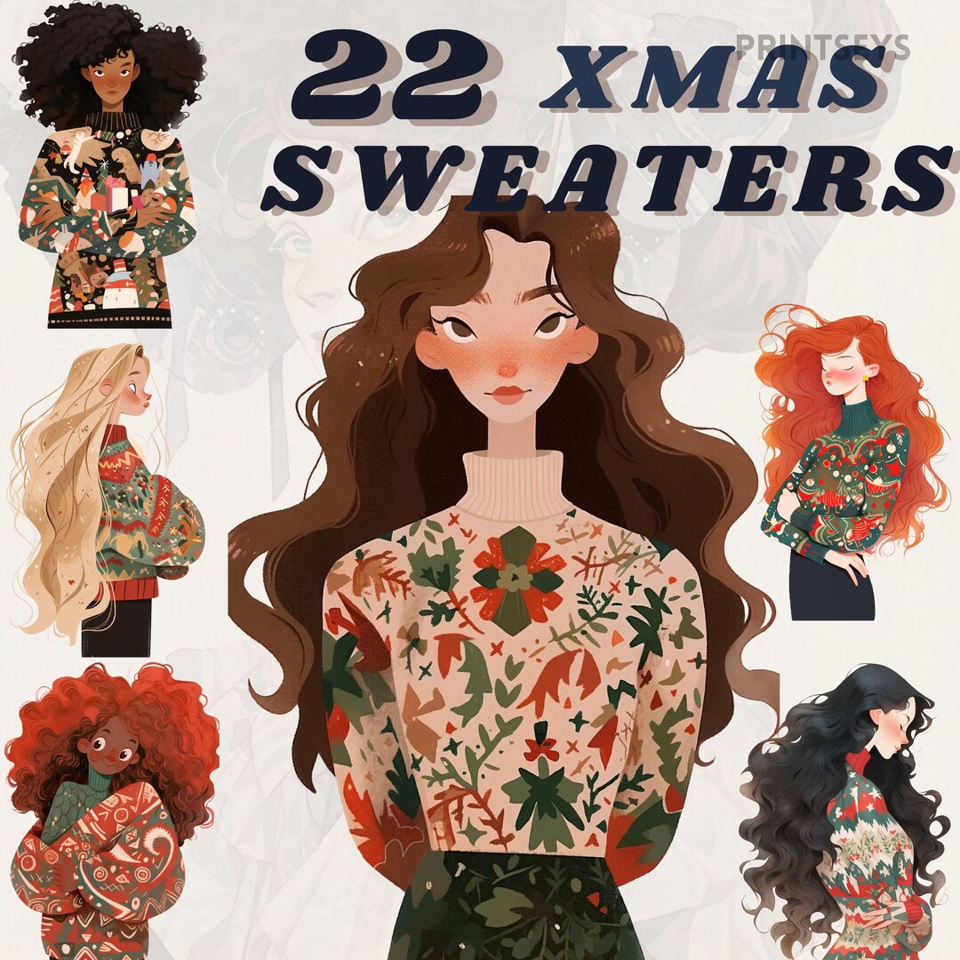 Best Christmas Sweater Clipart Bundle, Cozy Sweater Weather Clipart ...