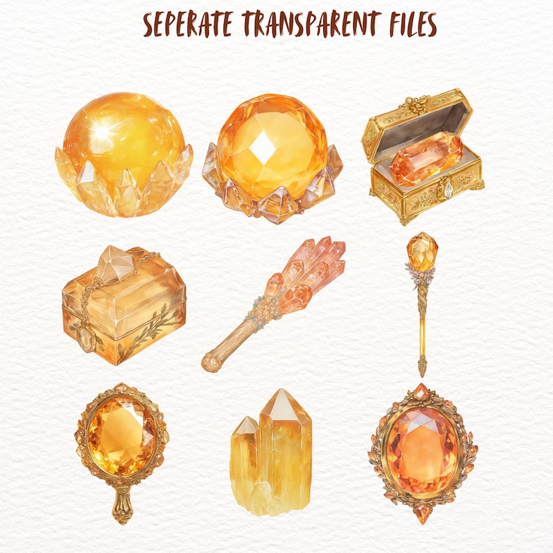 Citrine Witch Clipart Bundle Crystal Wicca Sticker Set Magical Goodnote ...