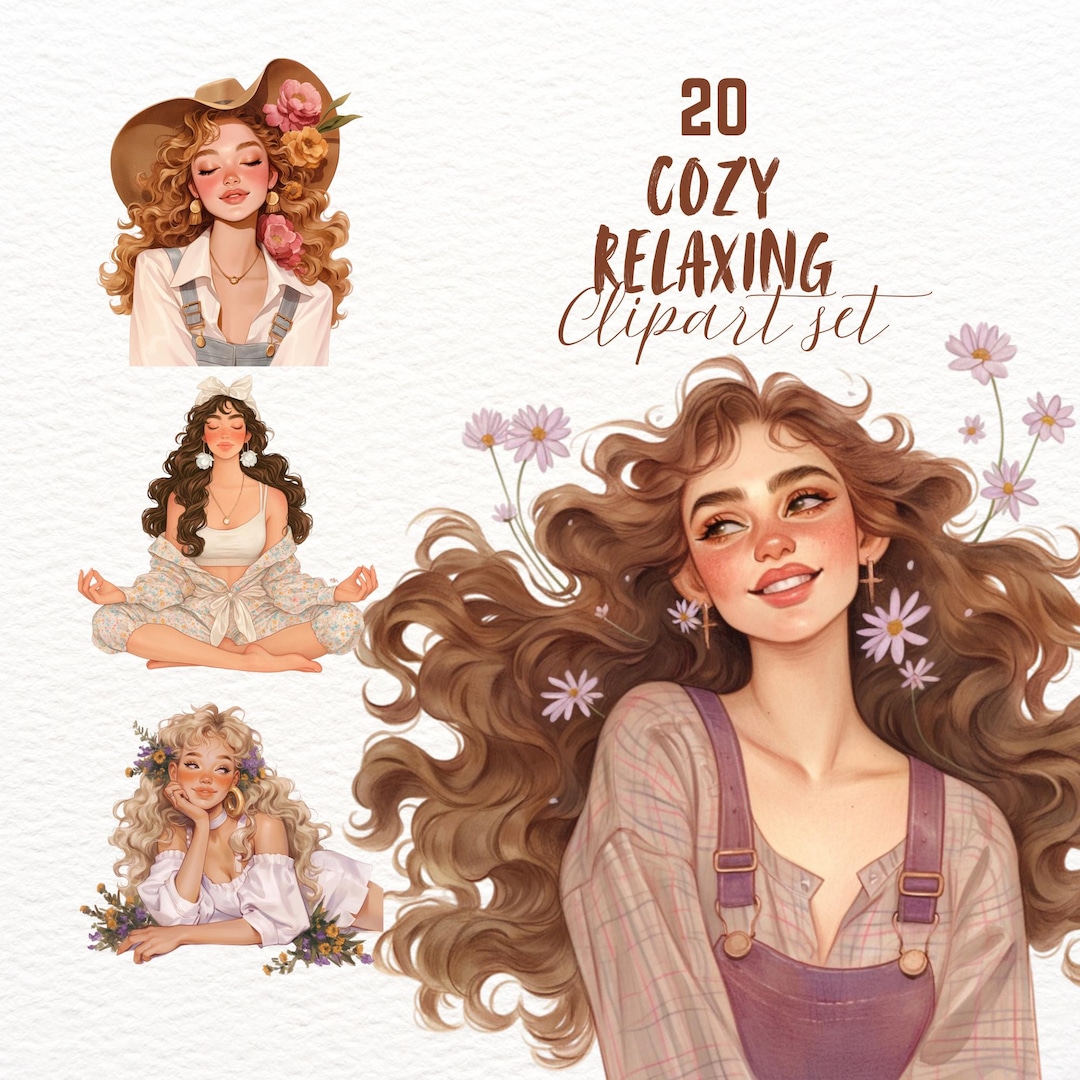 Relaxing Day Digital Stickers, Paper Craft Girls Clipart, Goodnotes ...