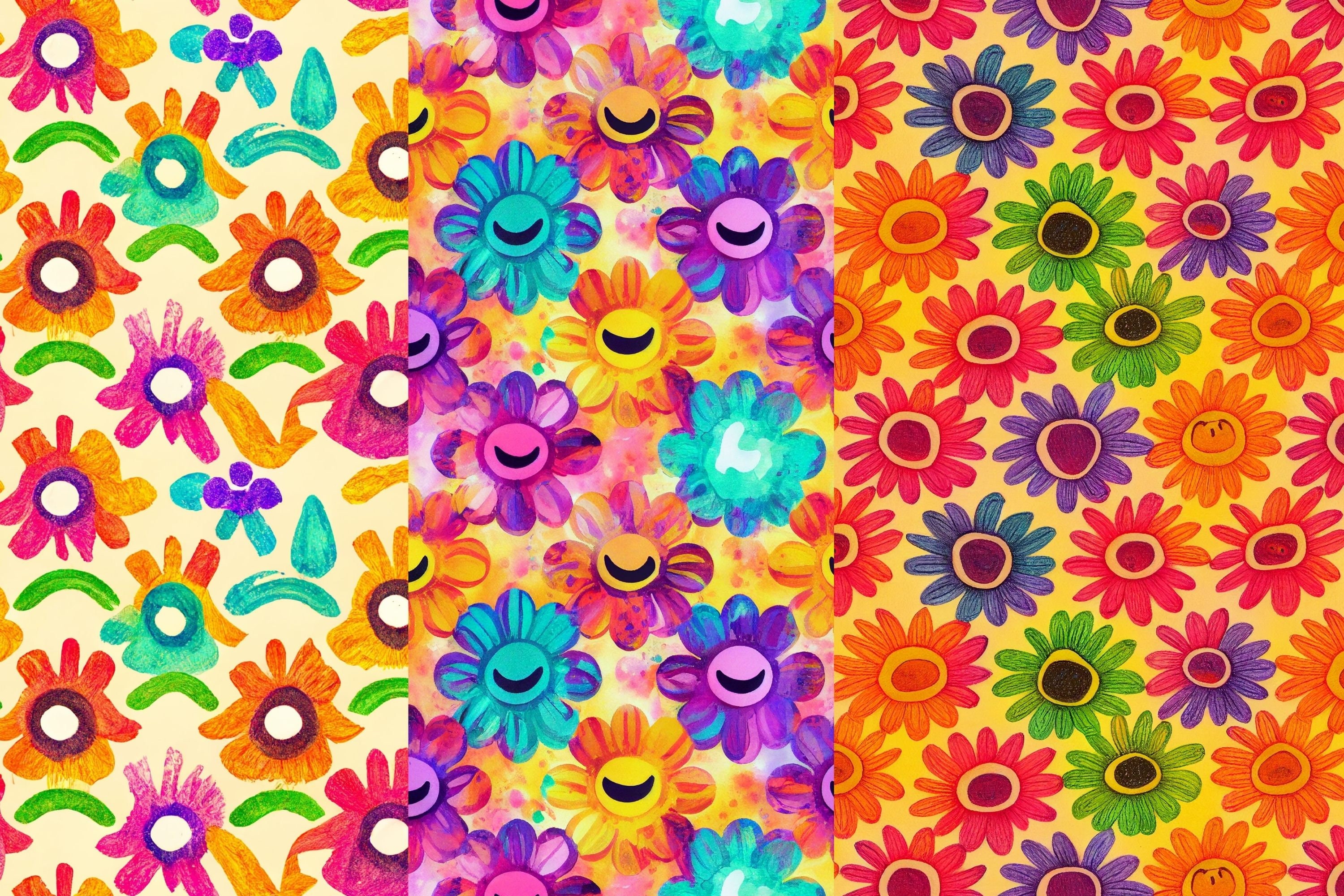 Groovy 60s Psychedelic Digital Paper Seamless Pattern Bright - Etsy