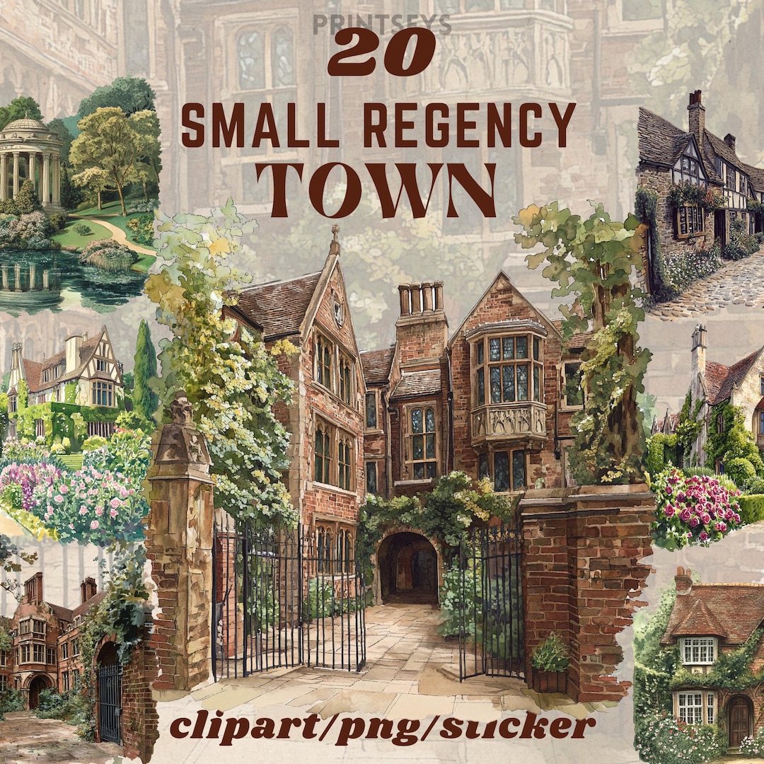 Vintage Regency Town Clipart Bundle, Vintage Architecture Digital ...