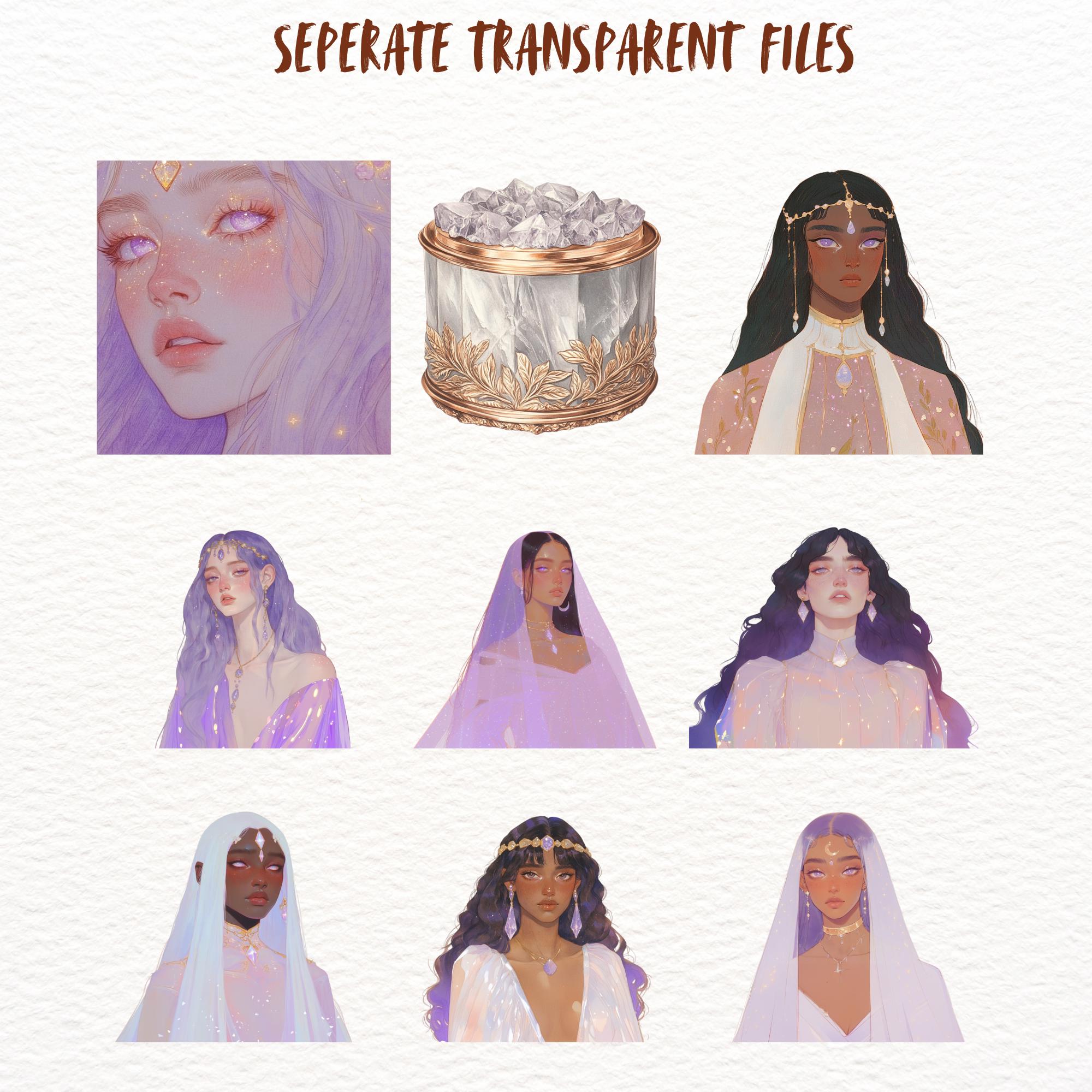 Crystal Witch Clipart Bundle Celestial Wicca Sticker Set Magical ...