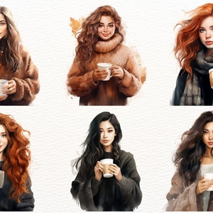 Watercolour Sweater Coffee Clipart Bundle, Cozy Sweater Weather Clipart ...