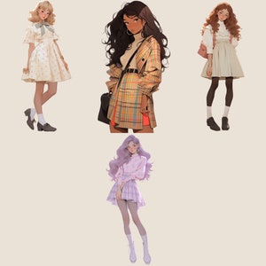 Girly Preppy Digital Sticker Bundle, Fashion Clipart, Barbiecore Png ...