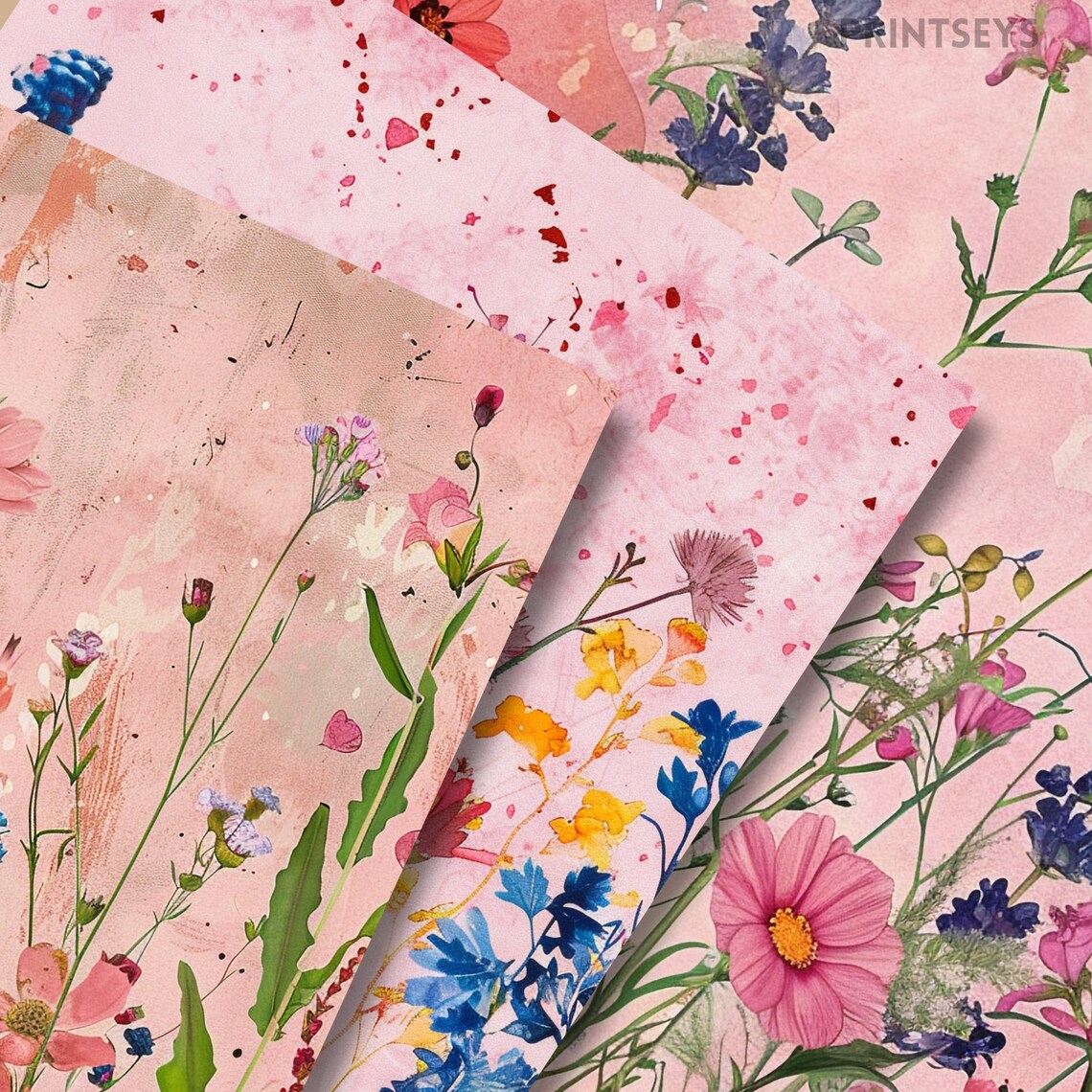 Wildflower Herbal Mix Digital Paper Crafts, Nature Background ...