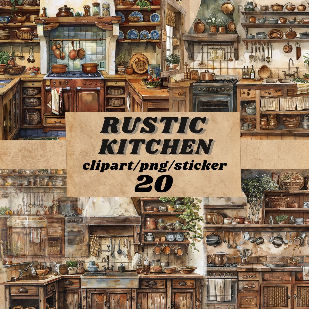 Watercolour Rustic Cozy Cottagecore Kitchen Clipart Bundle, Cozy ...