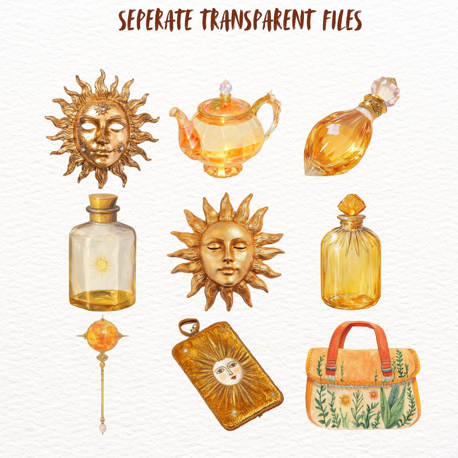 Witchy Sun Witch Clipart Bundle Celestial Wicca Sticker Set Magical ...