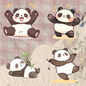 Cute Kawaii Panda Digital Stickers, Baby Panda Png, Panda Png, Wild ...