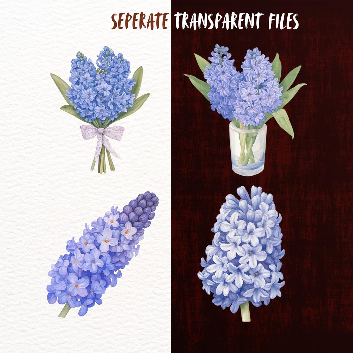 Hyacinth Digital Stickers, Paper Craft Floral Clipart Spring Goodnotes ...