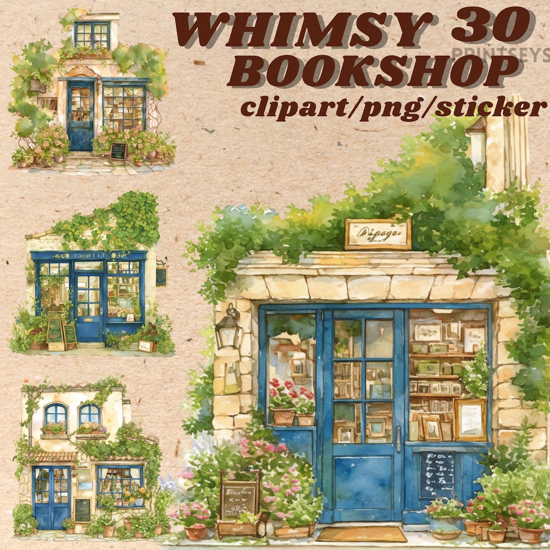 Cozy Whimsy Bookstore Digital Sticker Bundle, Watercolour Reader ...