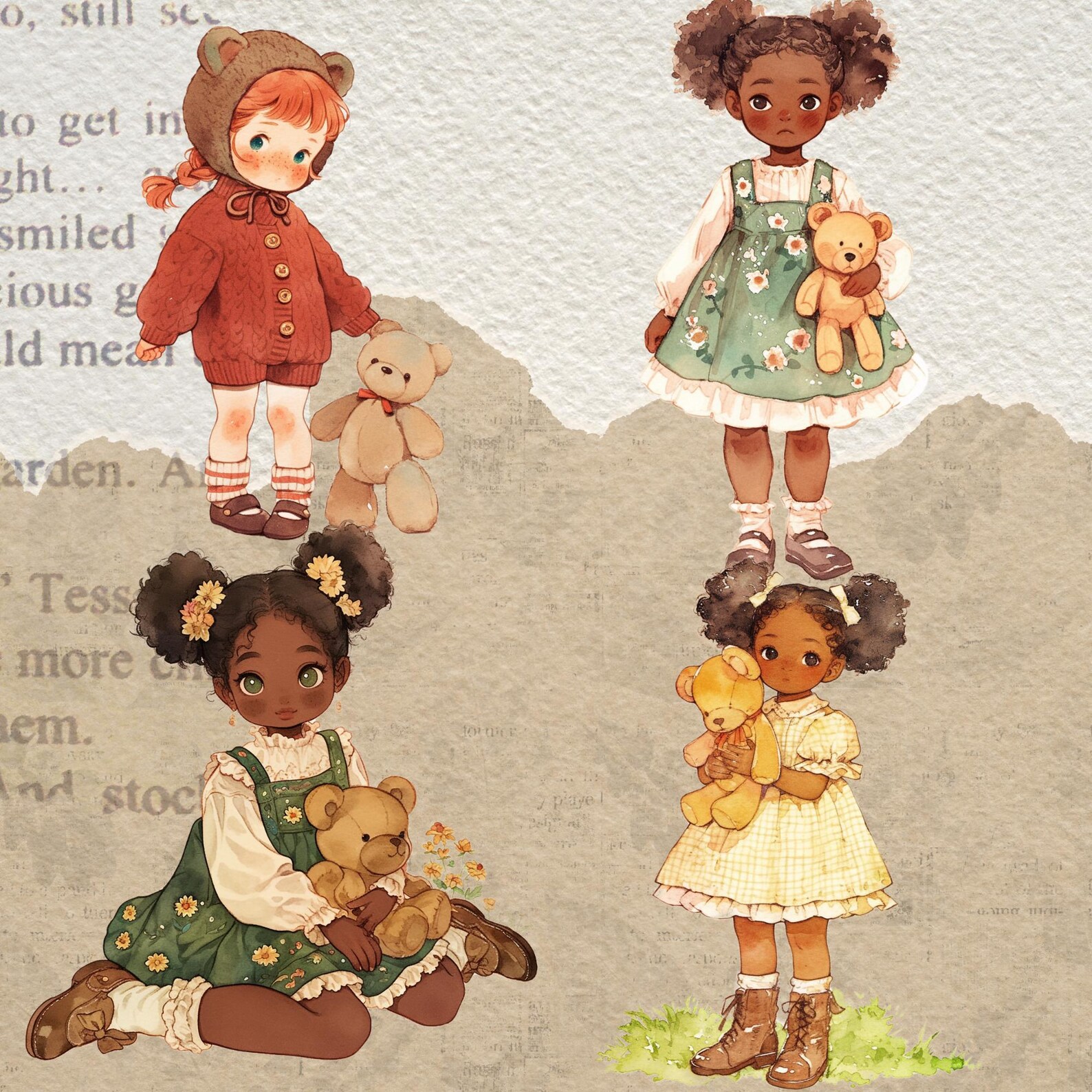 Cute Cottagecore Toddlers Digital Sticker, Toddler Png, Cute Kids ...