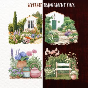 Watercolour Style Garden Summer Cottage Clipart Bundle, Cozy Goodnotes ...