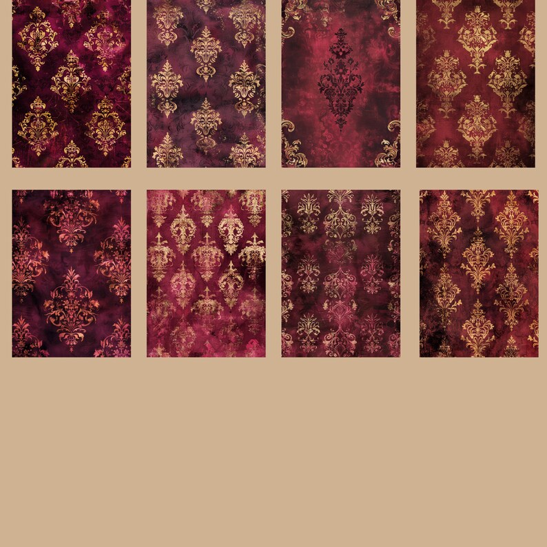 Victorian Damask Watercolor Digital Paper Background, Regency ...