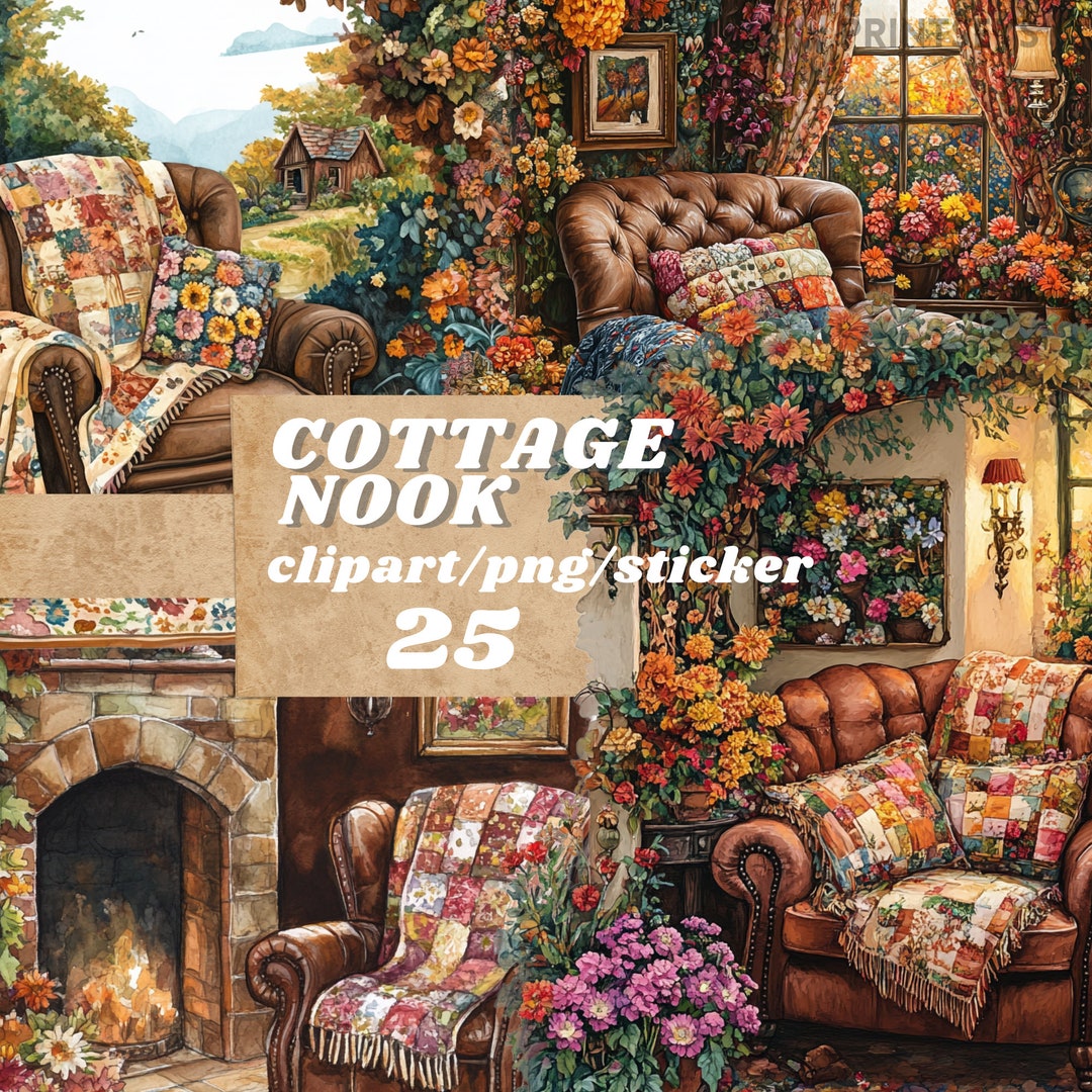 Watercolour Autumn Cozy Nook Clipart Bundle, Cozy Autumn Reading Corner ...