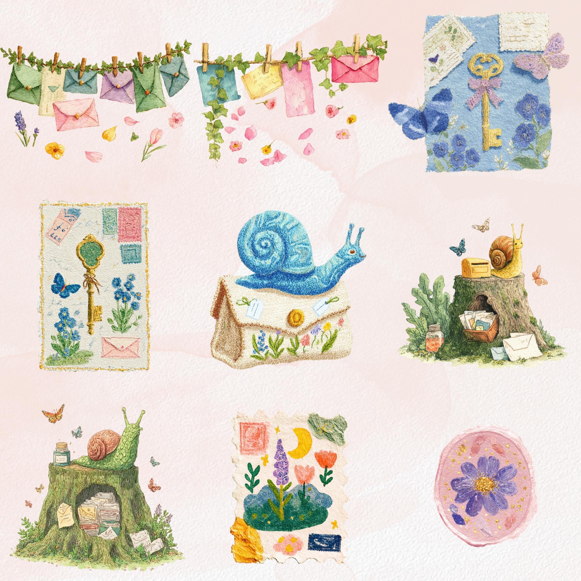 Snail Mail Clipart Bundle Lazy Day Sticker Cottagecore Summer Goodnote ...
