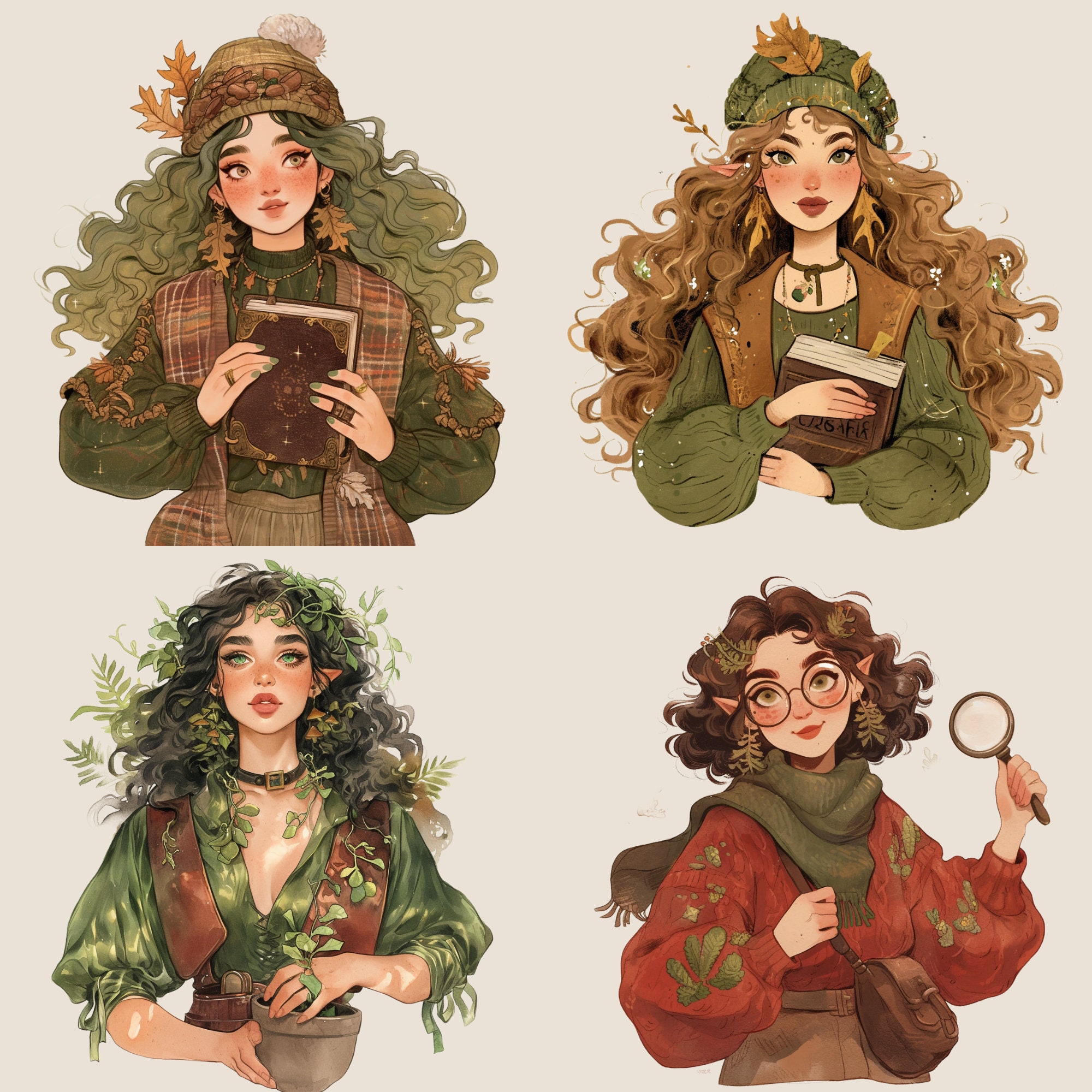 Forest Goblincore Girl Digital Stickers,animal Aesthetic Journaling ...