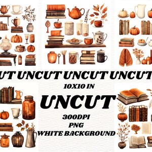 Watercolour Cozy Autumn Home Library Clipart Bundle, Fall Clipart ...