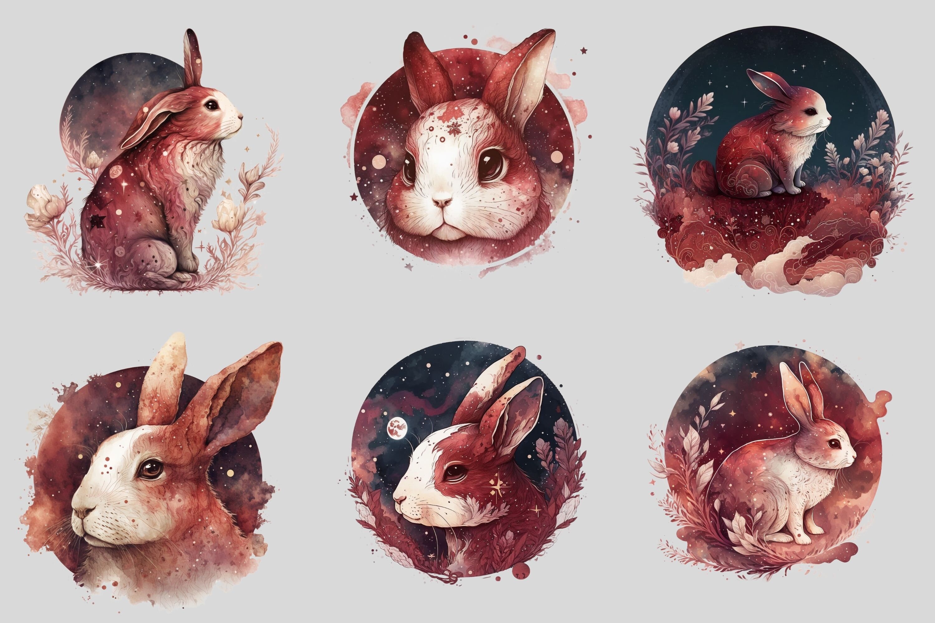 Celestial Bunny Clipart Bundle , Bunny Png, Magic Clip Art, Mystical ...